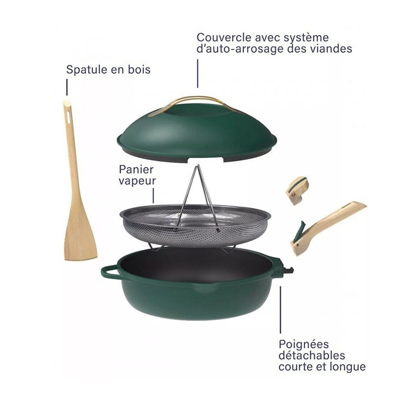 Poêle 8 en 1 COOKUT 28cm Vert Canopée écologique